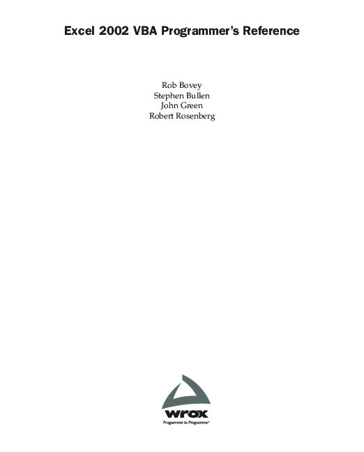 Excel 2002 Vba: Programmers Reference PDF/EPUB Version Downloadable ... Excel 2002 Vba: Programmers Reference PDF/EPUB Version Downloadable ...