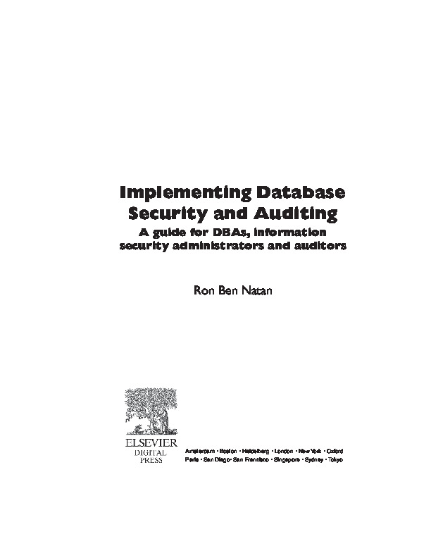 Implementing Database Security And Auditing : A Guide For Dbas ... Implementing Database Security And Auditing : A Guide For Dbas ...